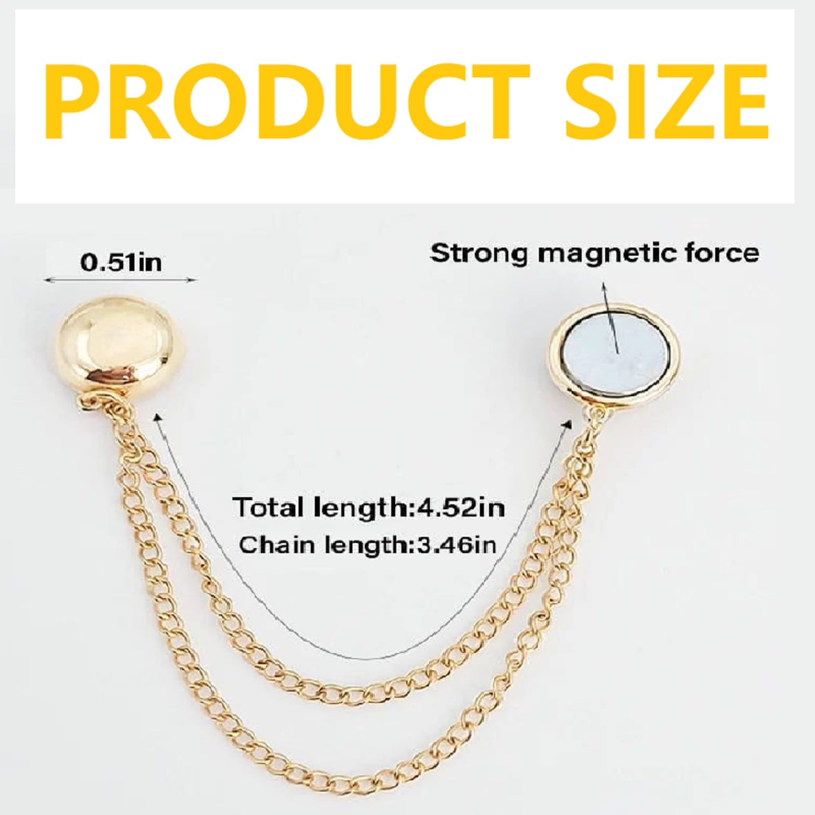 Multi-Function Magnetic Clothing Clips, 2024 New Magnetic Clothing Clips with Chain, Magnetic Strength Buttons Clips (4 PCS/2 Gold + 2 Gray)
