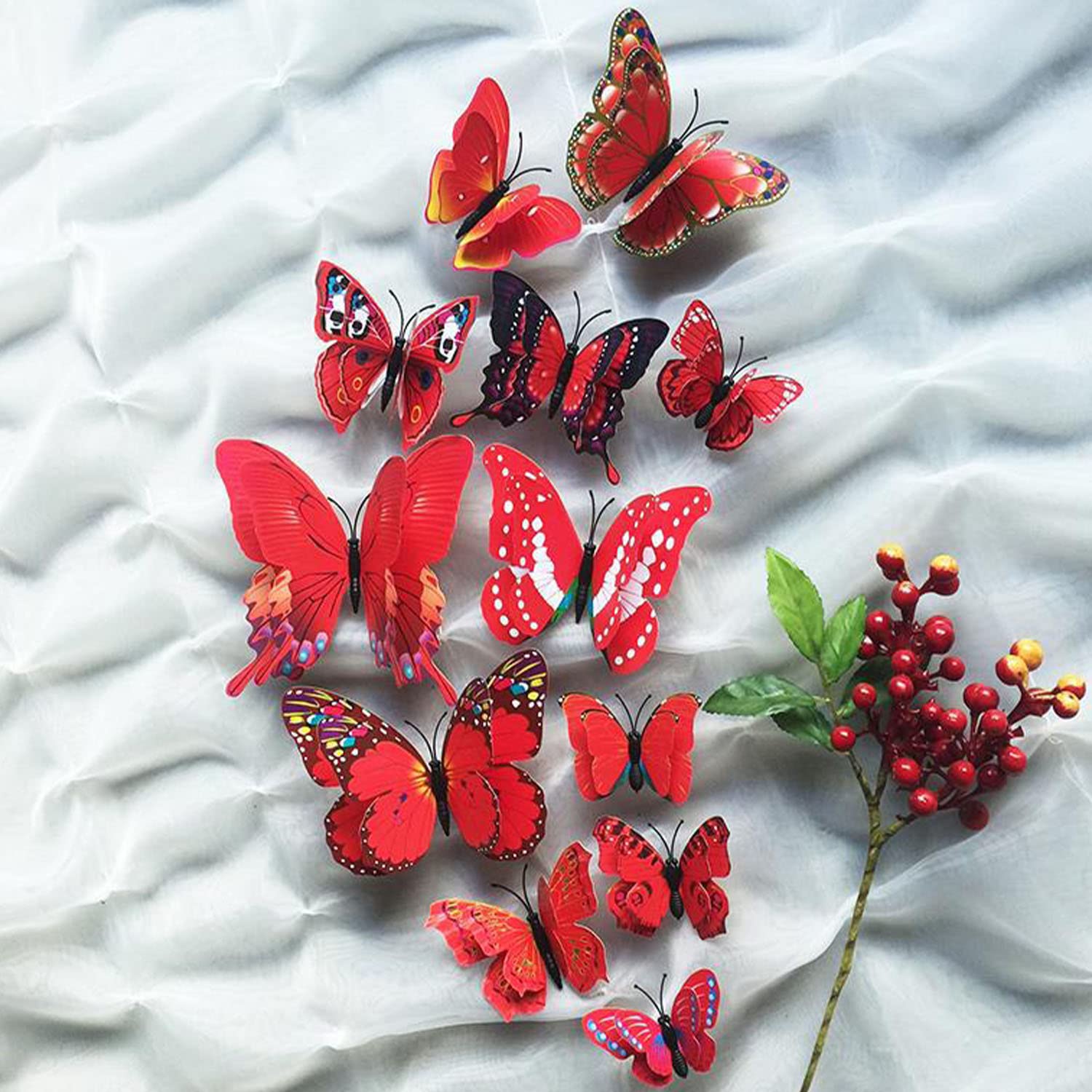 LECUNE Butterfly Wall Decor, 24/48Pcs Butterfly Wall Decals, 3D Butterflies Stickers for Party Decorations with Magnets