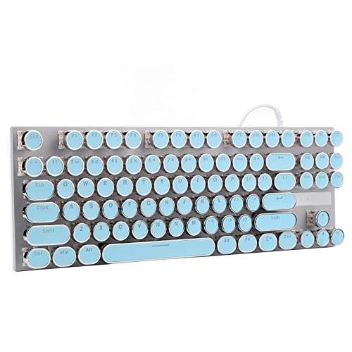 Mechanical Gaming Keyboard, Red Switch RGB Backlit Lighting 87 Keys USB Wired Gaming Keyboard for Win ME, for Win2000, for Win XP, for Vista, for Win7, for Win8, for Win10 (Blue Electroplating Punk)