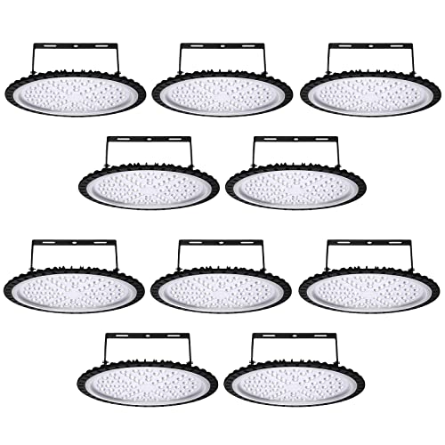 papsbox 10 Pack 300W UFO high Bay Lights,30000LM 6500K Super Bright Daylight White highbay led Light Fixture,110V Area lamp IP65 for Shop Garage Warehouse Workshop Gym Factory Commercial Lighting