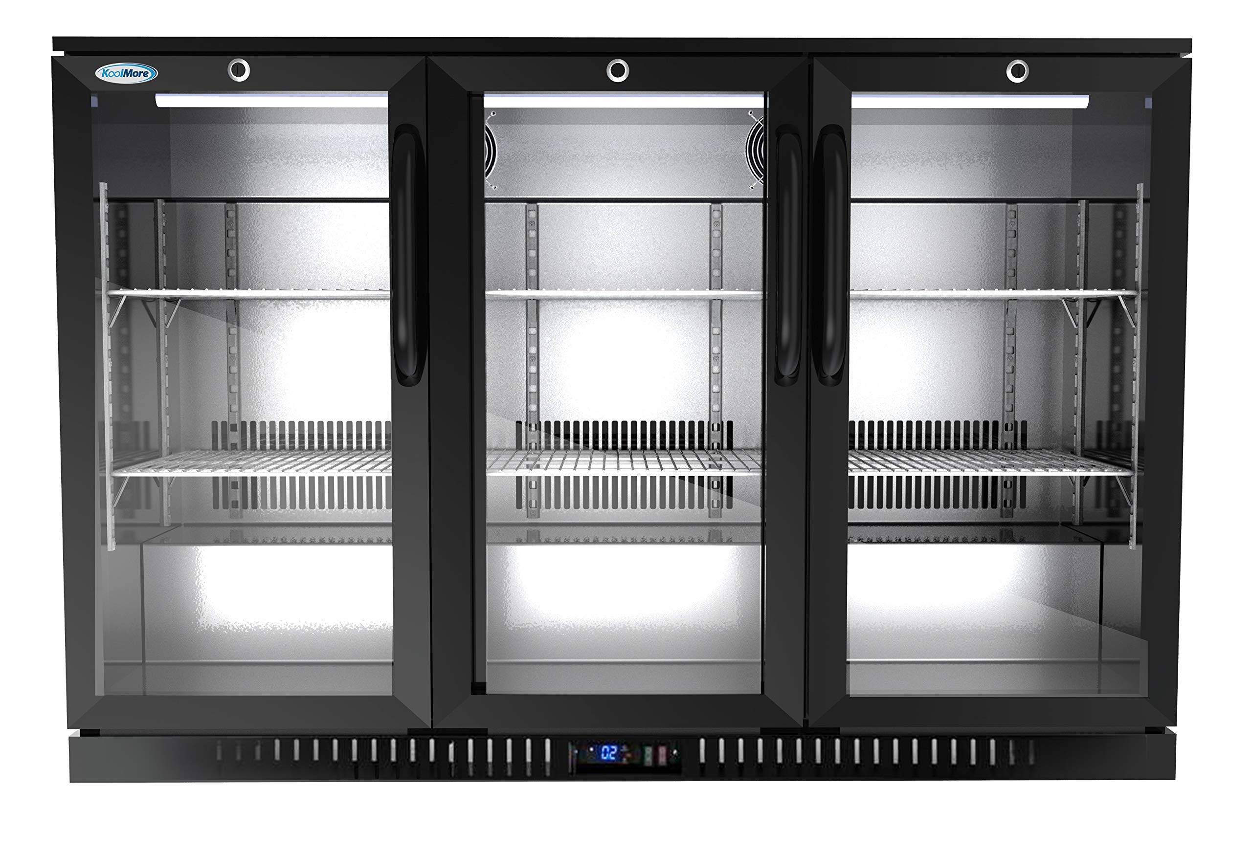 KoolMore - BC-3DSW-BK 3 Door Back Bar Cooler Counter Height Glass Door Refrigerator with LED Lighting - 11 cu.ft, Black