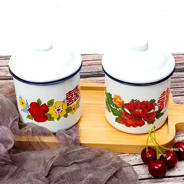 JinRu BaoHua 12oz Chinese style enamel cups, coffee cups, tea cups, Beer mug,mugs 2pcs