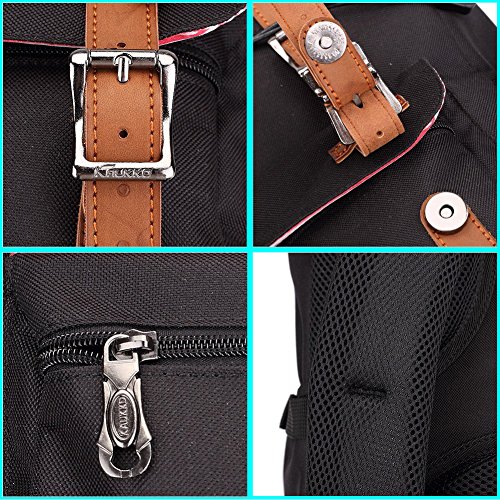 KAUKKO Travel Laptop Backpack Outdoor Rucksack Causal backpack Fits 15.6"(Nylon Black)