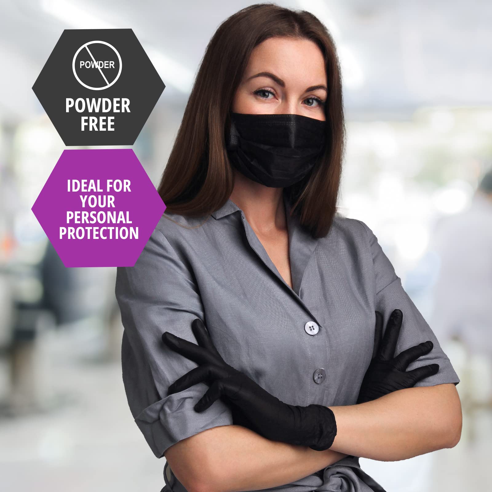 MED PRIDE Black Nitrile Examination Gloves Medium [Box of 50]- 4 Mil Thick Disposable Latex/Powder-Free Surgical Gloves For Doctors Hospital & Home Use