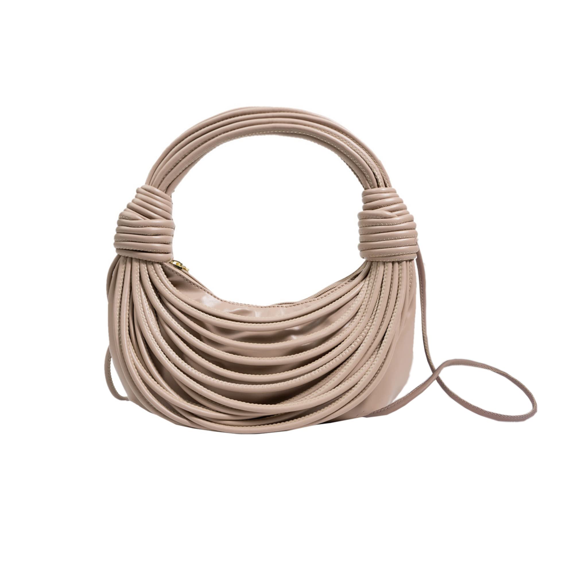 Knotted Underarm Bag for Women Ruched Hobo Handbag Noodles Top Handle Handbag Creative Hand-Woven Messenger Bag