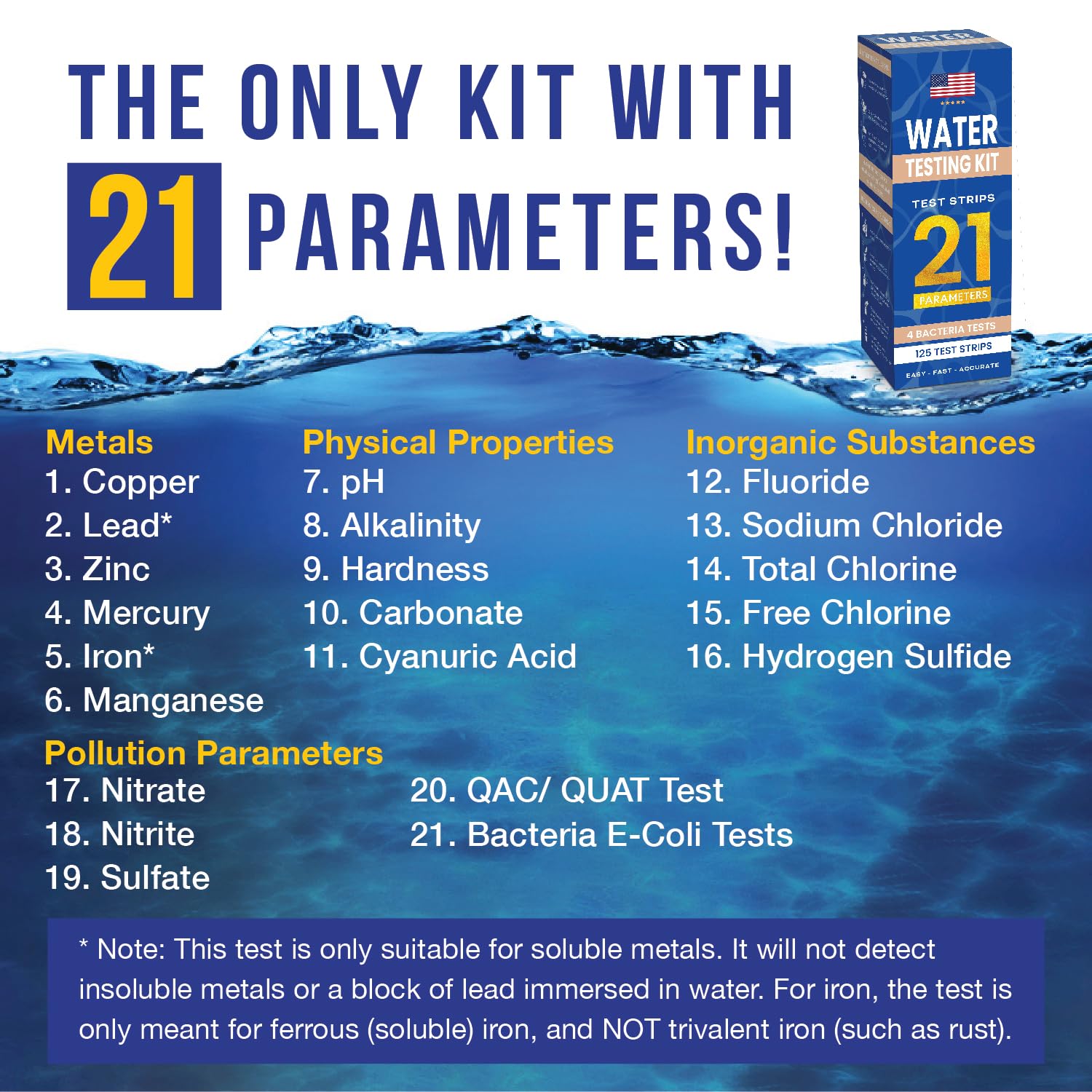 New 21 in 1 Water Testing Kits for Drinking Water - Home & Well Water Testing Kit for Hardness, Lead, Chlorine - Hard Water Test Kit for Tap, Pond, Pool, House - Funky Strokes Water Tester pH Strips