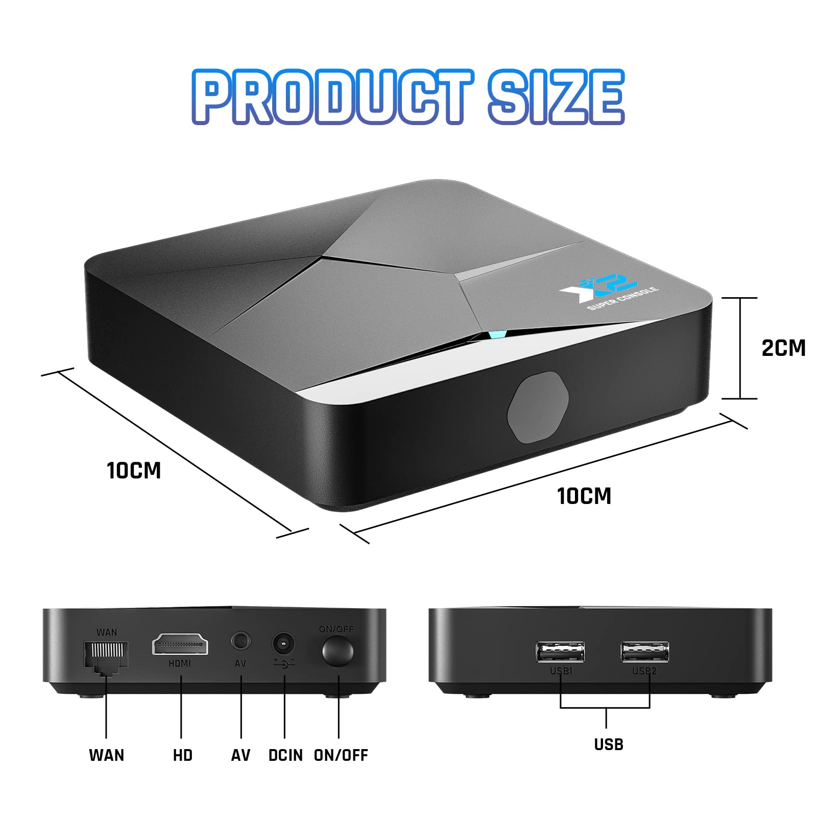 Kinhank Super Console X2 Video Game Console with 100,000+ Games, Compatible with 60+ Emulators, S902X2 Chip, Android TV 9.0&Emuelec 4.5 Dual Systems for 4K TV/AV Output,Include 2 Controllers