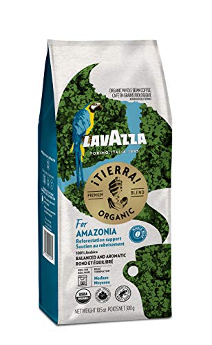 Lavazza, ¡Tierra Organic Amazonia Whole Bean Coffee Medium Roast 10.5 Oz Bag, Floral Notes Authentic Italian, Blended And Roated in Italy, Balanced and Aromatic Fruity and floral notes