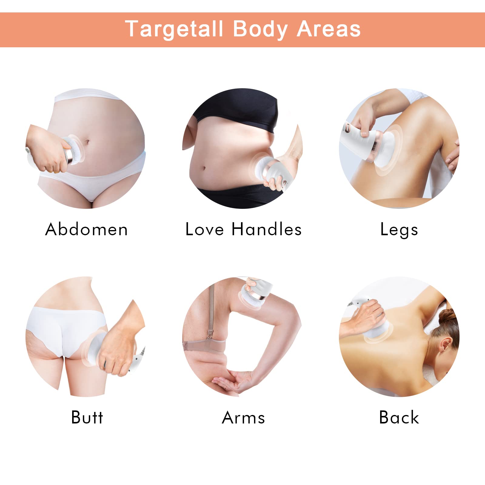 LANYTTY Body Sculpting Machine,Cellulite Massager,Handheld Body Massager for Belly Waist Butt Arms Legs, Including 6 Massage Washable Pads (White)
