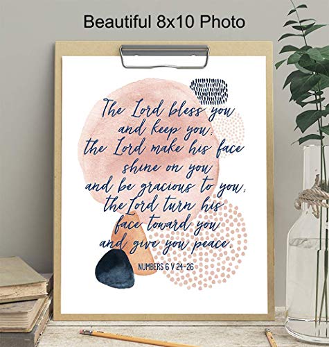 May the Lord Bless You and Keep You - Positive Inspirational Uplifting Religious Bible Study Wall Decor - Motivational Quote Scripture Verse Wall Art - Christian Encouragement Gifts - Aaronic Blessing