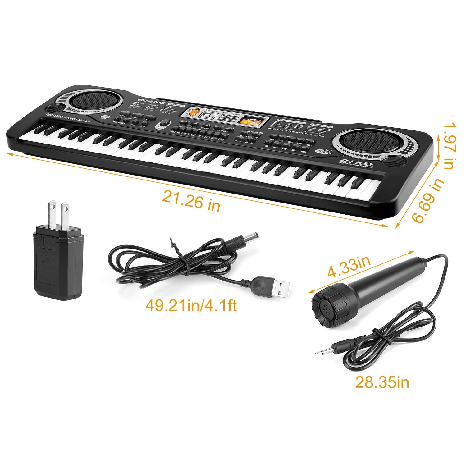 KOCASO Piano Keyboard 61 Keys Digital Music Electronic Keyboard Electric Piano Musical Instrument Kids Learning Keyboard with Microphone For Beginners Kids Girls Boys
