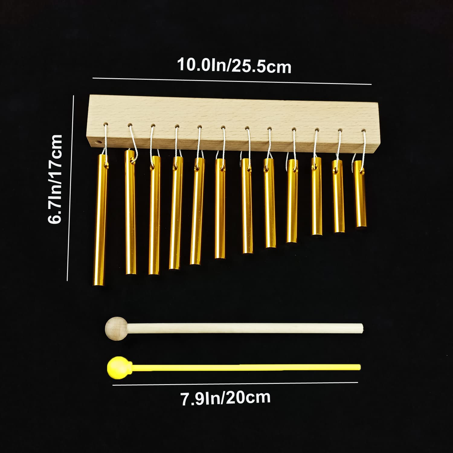LOONELO 12-Tone Top Bar Chime,Wind Chime Instrument Percussion for For Music Classroom,Meditation,Yoga with Mounting Stand and 2 Sticks
