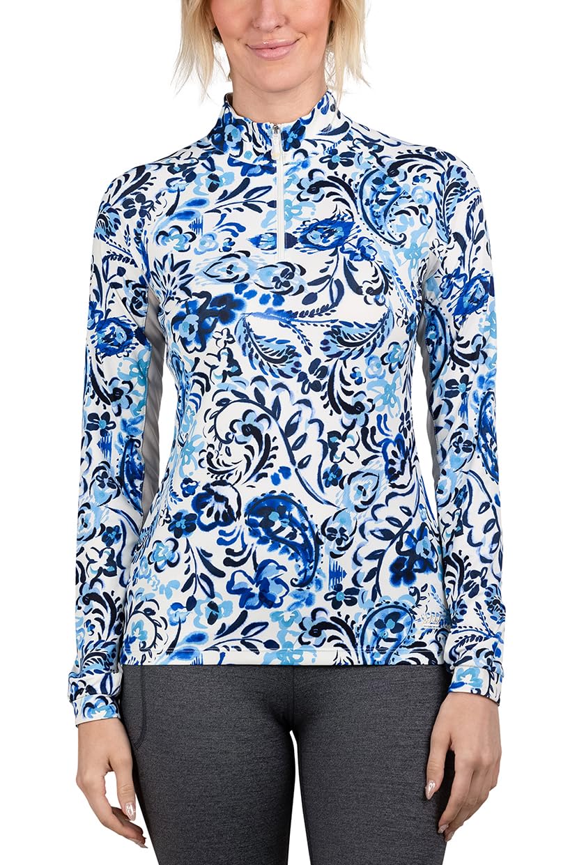 Kastel Denmark Womens Raglan Moisture Wicking Base Layer Activewear | Slim Fit | Sun Protection Clothing | 1/4 Zip Golf, Outdoor Apparel
