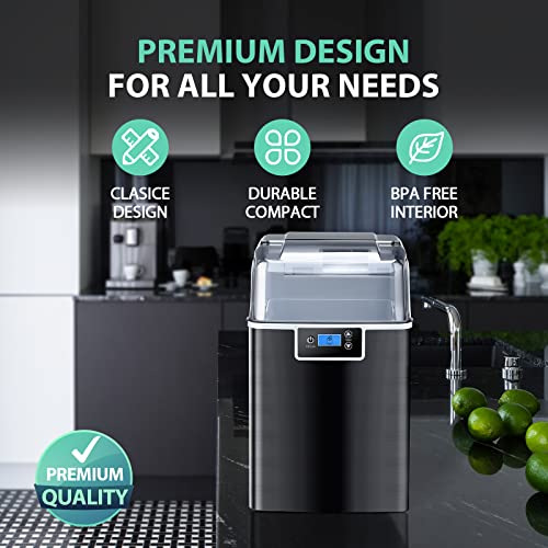 Ice Maker Nugget with Soft & Chewable Ice, 44 lbs/24 Hours Portable Nugget Pellet Ice Maker Countertop, 2 Minutes per Round and 45dB, Suitable for Home/Bars/Restaurants