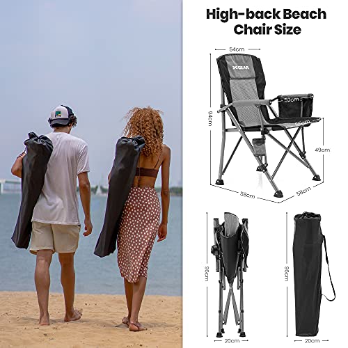 Hard Arm Folding Camping Chair Beach Chair Lawn Chair for Adults with Breathable Back for Summer (Cool Grey)