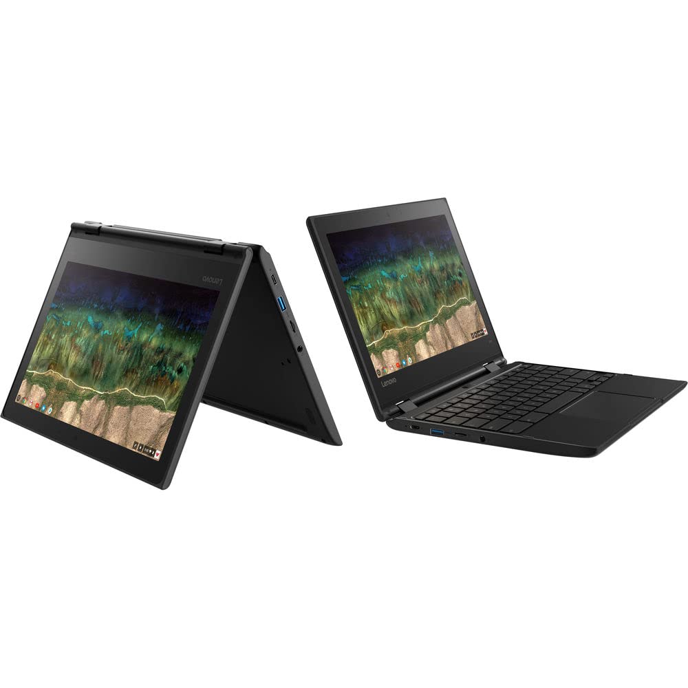 Lenovo Chromebook 500e 2-in-1 Convertible Laptop in Black Intel Quad Core Processor up to 2.2Ghz 64GB eMMC 8GB 11.6in IPS Touchscreen BT Dual Webcam Pen (500e-Renewed)