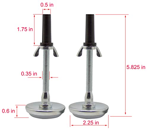 Kings Brand Furniture Adjustable 5.8" Threaded Bed Frame Riser Glide Legs (Set of 4 Glides)