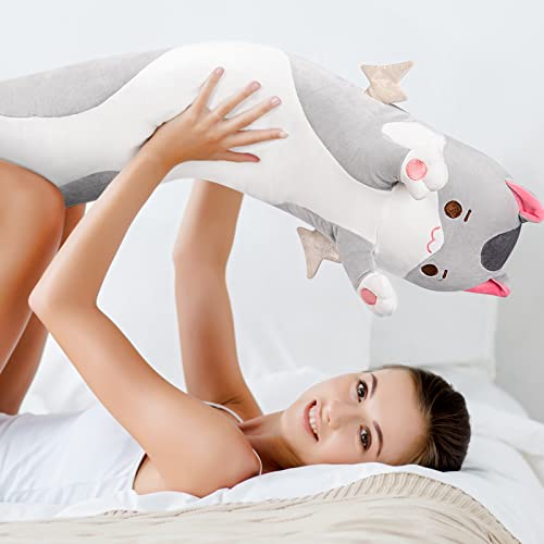 Mewaii Long Cat Plush Body Pillow, 28β Cute Cat Stuffed Animals Soft Plushies, Kitten Plush Throw Pillow Doll Toy Gift for Girlfriend