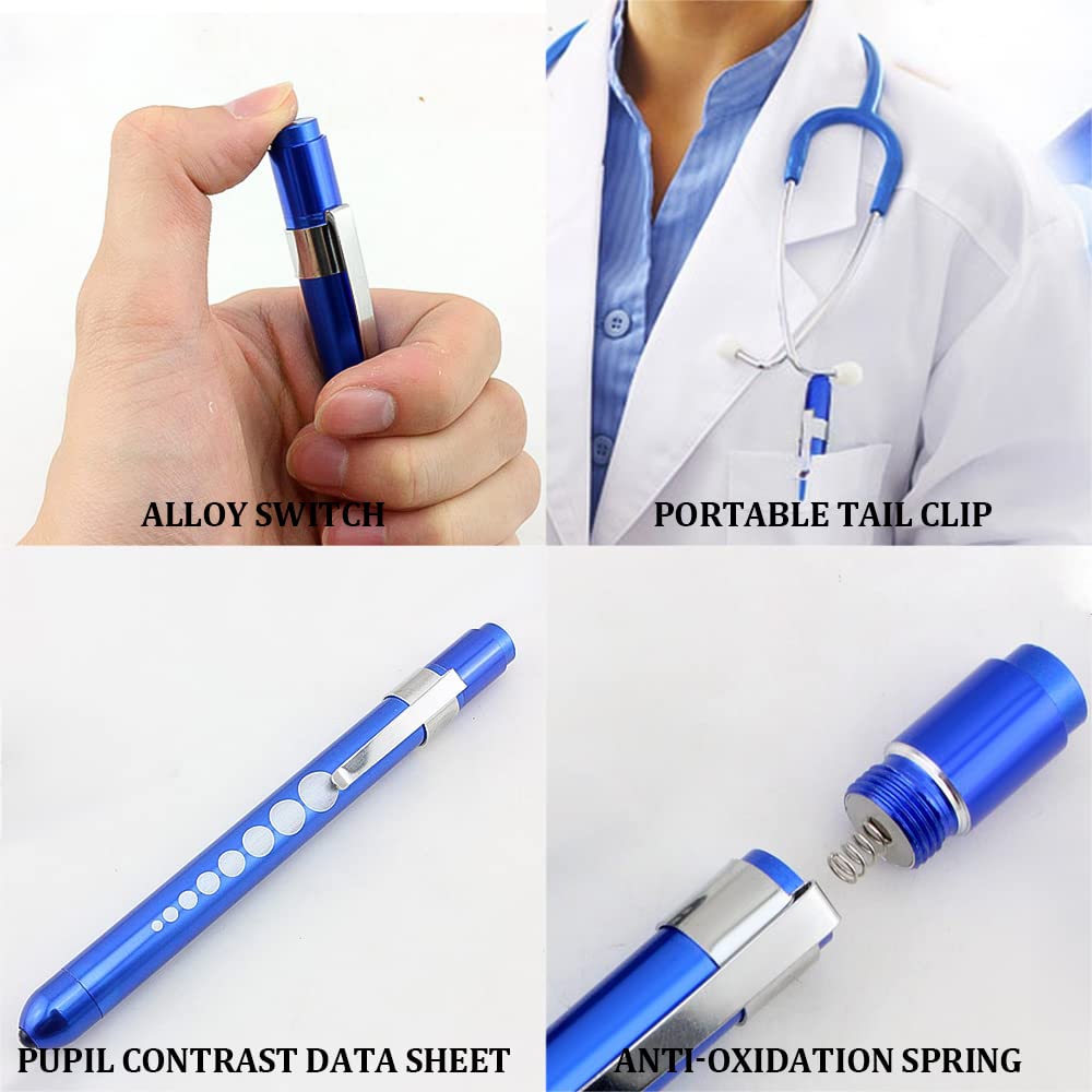 LINNNZI Pen Light for Nurses, 10 Pack LED Medical Pen Light with Pupil Gauge and Ruler - Reusable White & Warm Light LED Torch with Pocket Clip for Students Doctors Daily Use