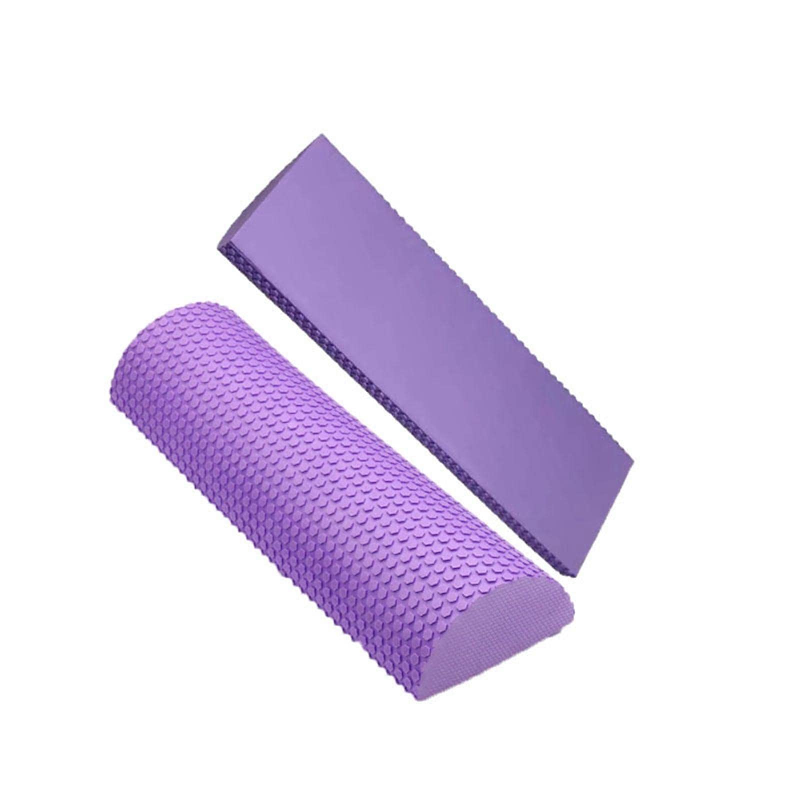Harilla Length Flexibility Blocks with Point Pilates Half Roll Set 1/2 Foam Roller for Physical Half Roller for Yoga, Purple 30cm