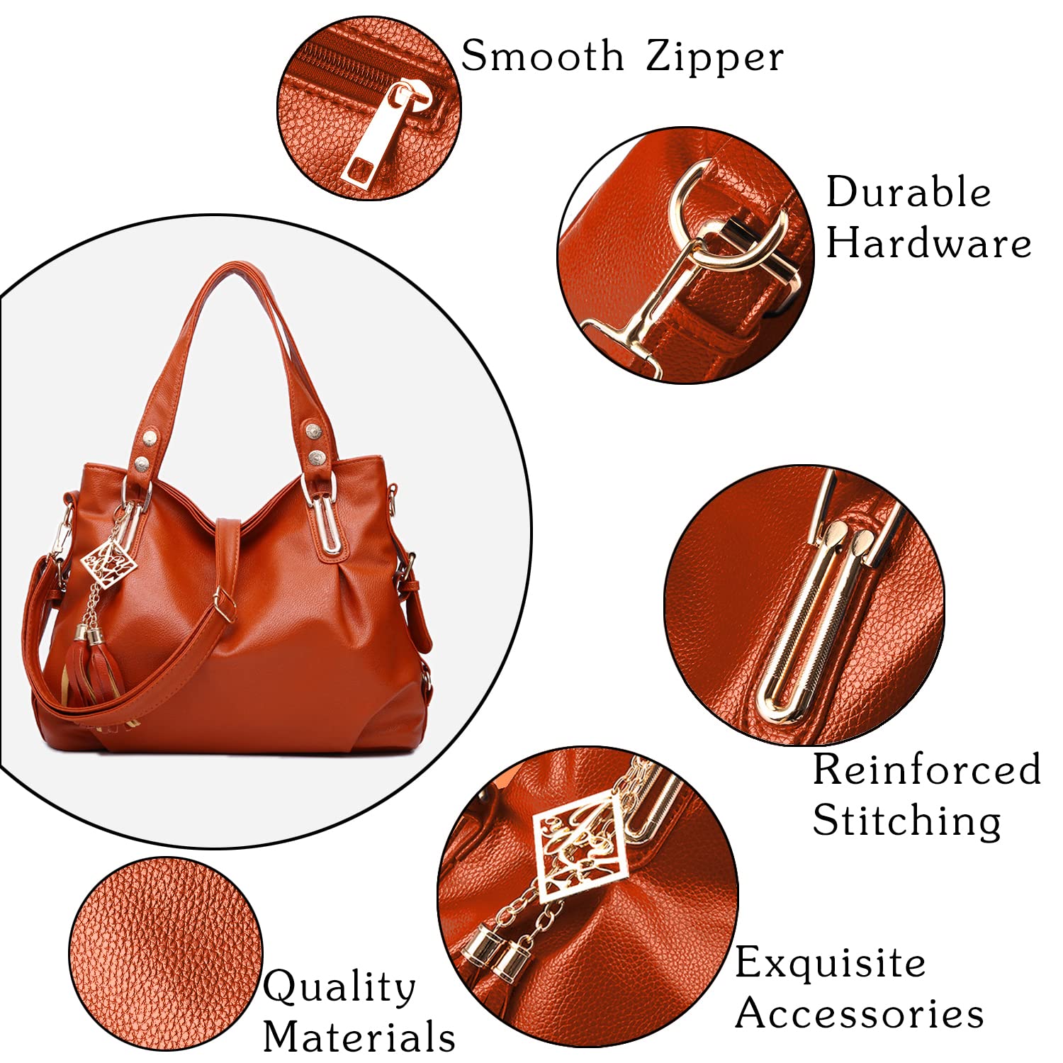 JEVIYO Brown Handle Bag for Work With Pockets Office Lady Womens School Handbags