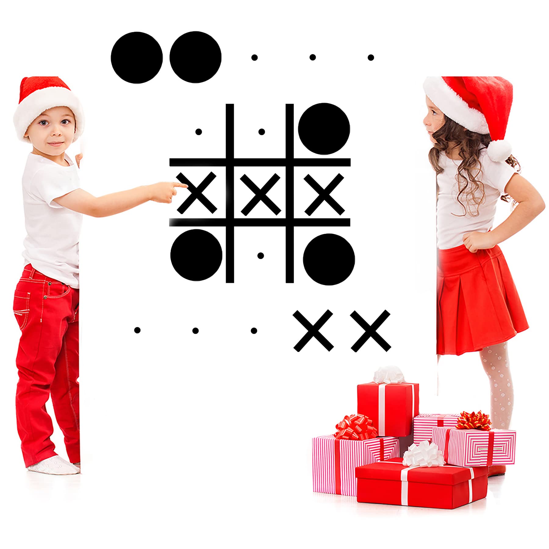 Magnetic Tic Tac Toe Game, Wall Art for Kids Room, Playroom Wall Decor for Boys & Adults(Black PVC)