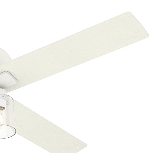 Hunter Pelston Indoor Ceiling Fan with LED Light and Pull Chain, 52", Matte White