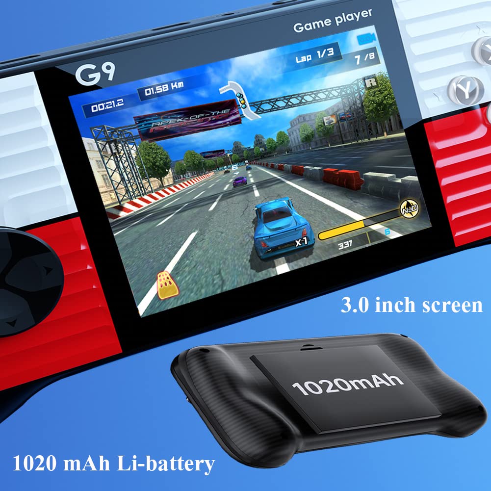 KJArrow Handheld Games for Kids Video Game Player with Built-in Games, Mini Game Console 3.0 Inch LCD Screen1020mAh Battery, Gift for Children Support 2 Players and TV