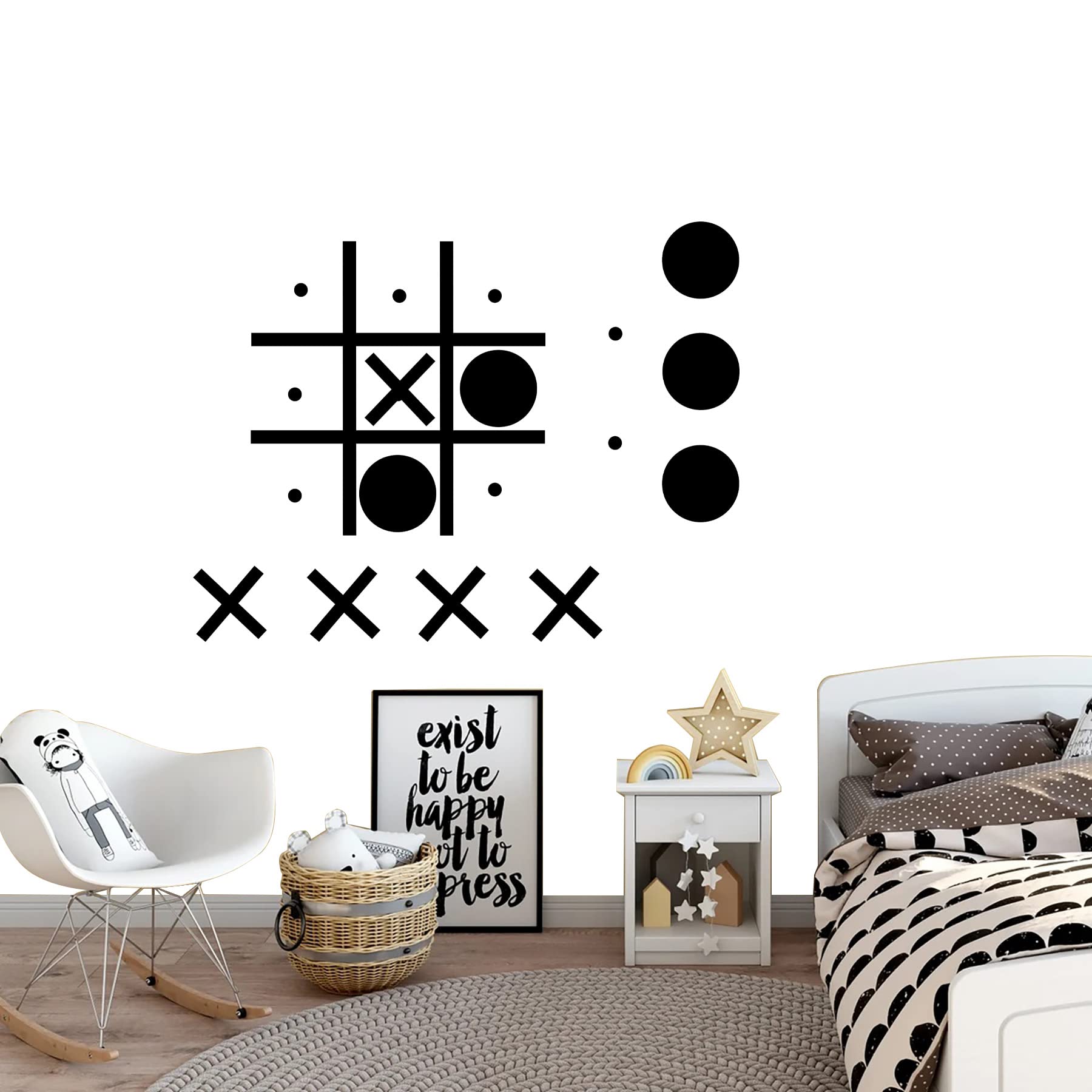 Magnetic Tic Tac Toe Wall-Mount Game, Wall Art for Kids Room, Playroom Wall Decor for Boys & Adults(PVC)