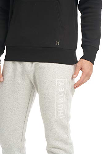 Hurley Men's Boxed Logo Fleece Pullover Hoodie, Black, Medium