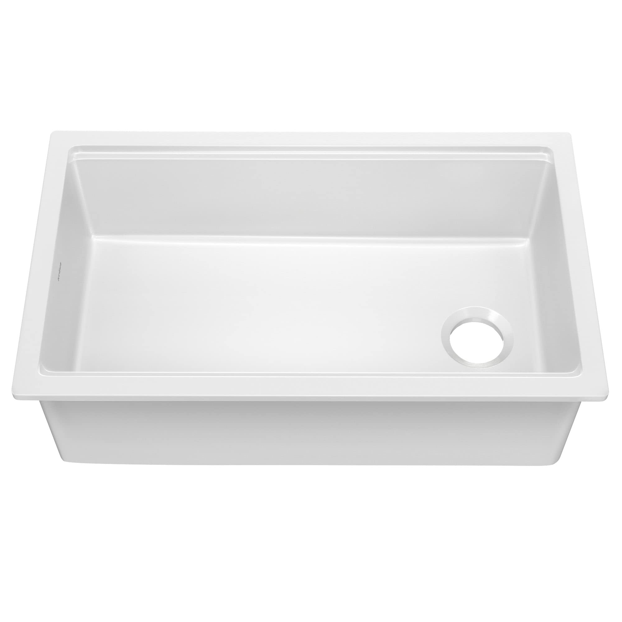 KRAUS Turino 33-inch Fireclay Workstation Drop-In/Undermount Single Bowl Kitchen Sink in Gloss White, KFDW1-33GWH