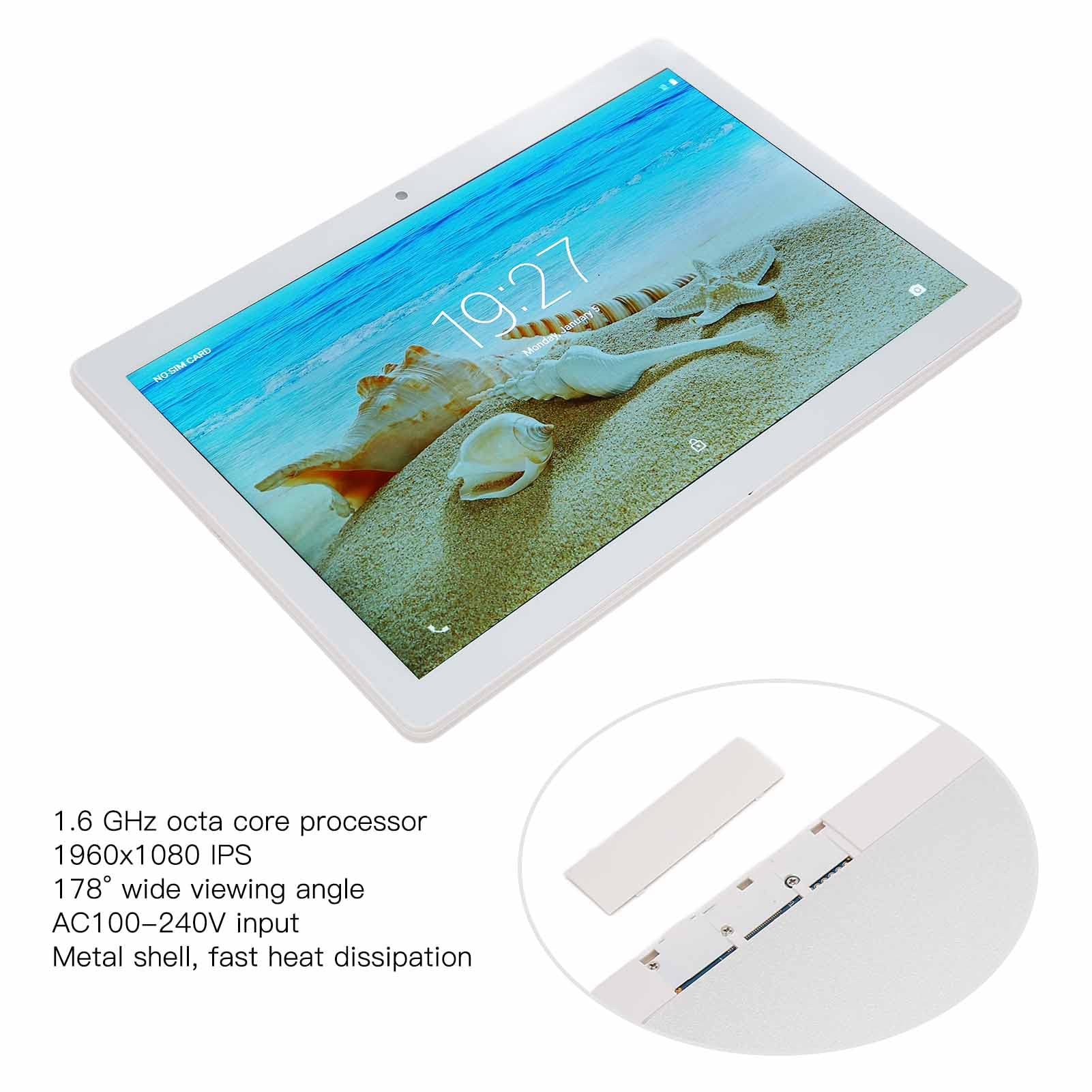 Naroote HD Tablet, Call Tablet Dual Card Dual Standby 1.6 GHz Octa Core 10 Inch AC100-240V Dual Camera, Metal Shell for Video, Android11 for (US Plug)