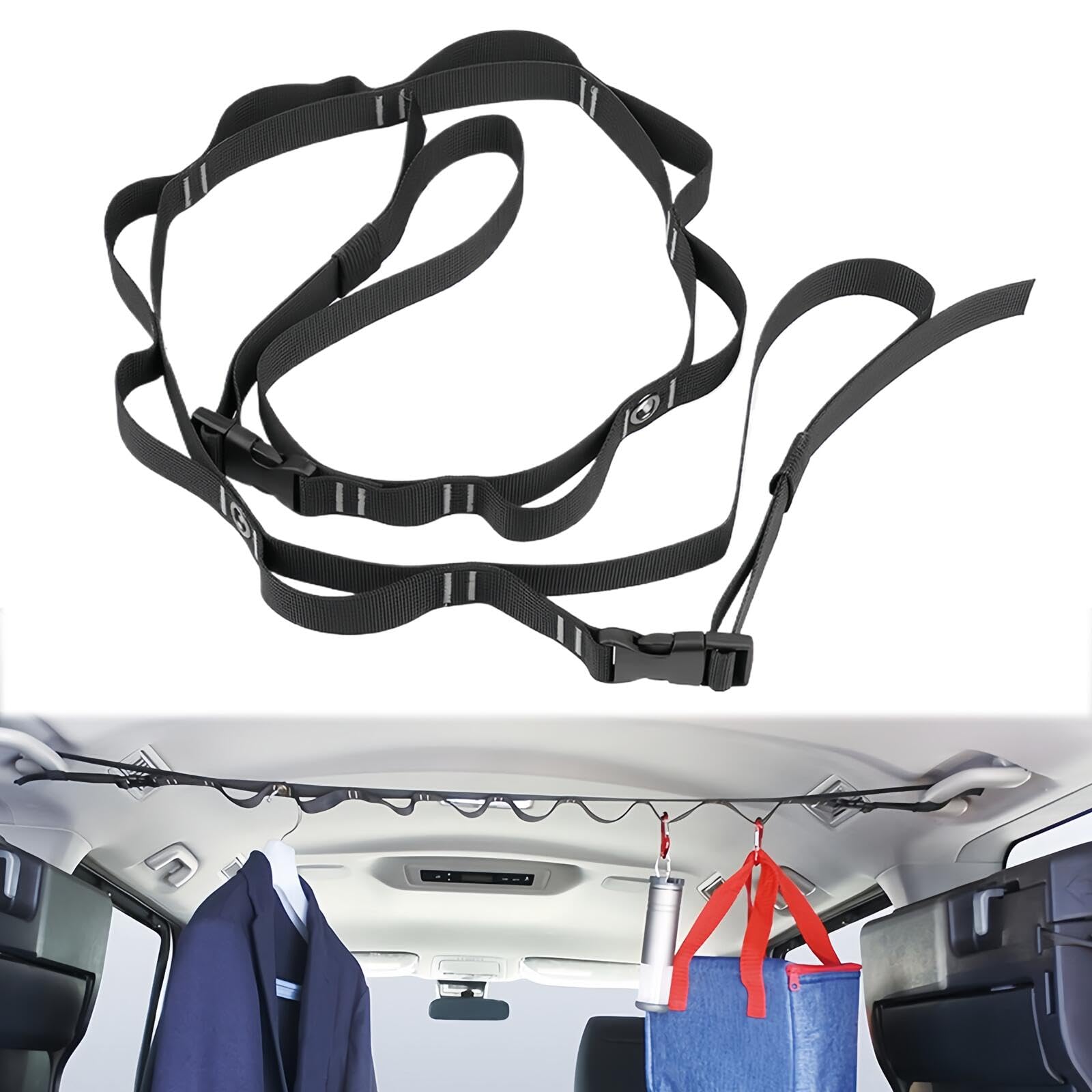 Runspich Car Clothes Hanger Bar Rod - Travel Portable Clothesline Hanger Telescopic - Retractable Clothes Drying Line Outdoors - Cloth Racks for Coat Suit SUV