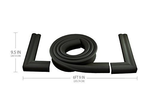 KidKusion Hearth Cushion | Made in USA | Black | 8.33 Ft of Padding | Child Safety, Edge and Corner Guard, Babyproof Fireplace Bumper
