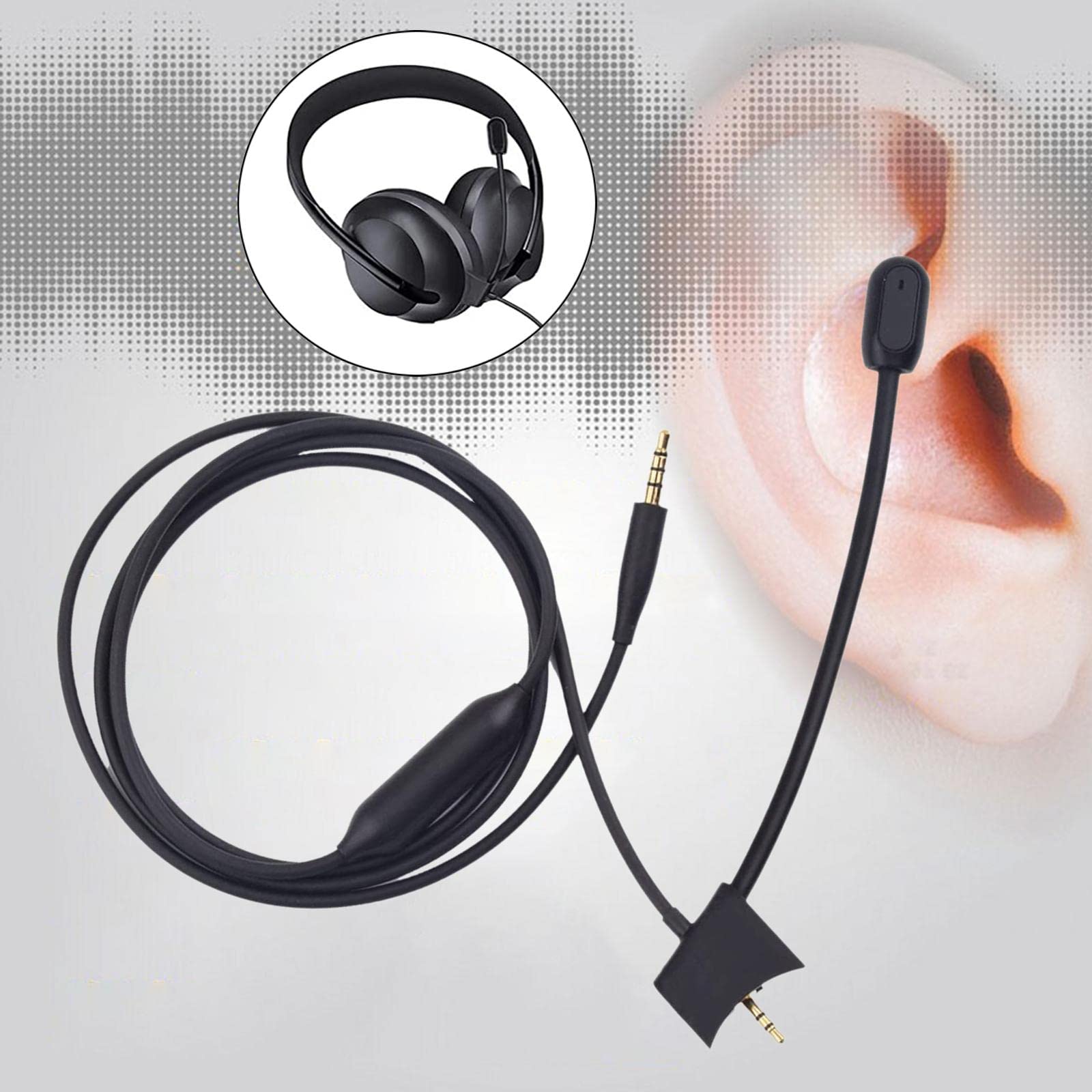 Koffmon QC45 Gaming Mic, Headphones Replacement Boom Microphone Audio Cable Volume Control with Mute Switch for PC, Laptop, PS4, PS5, Xbox One Controller