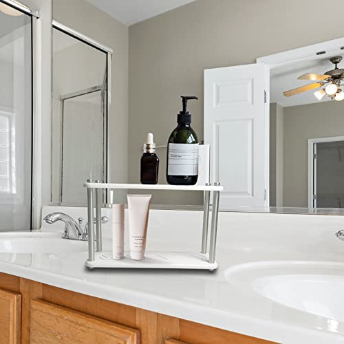 Hyutrol Home Sink Caddy, 2 Tier Fast Drying Stone Sink Tray, Bathroom Organizer, Bathroom Sink Fast Drying Stone, Instant Dry Sink Organizer, Countertop Fast Drying Counter Tray Rack (White).