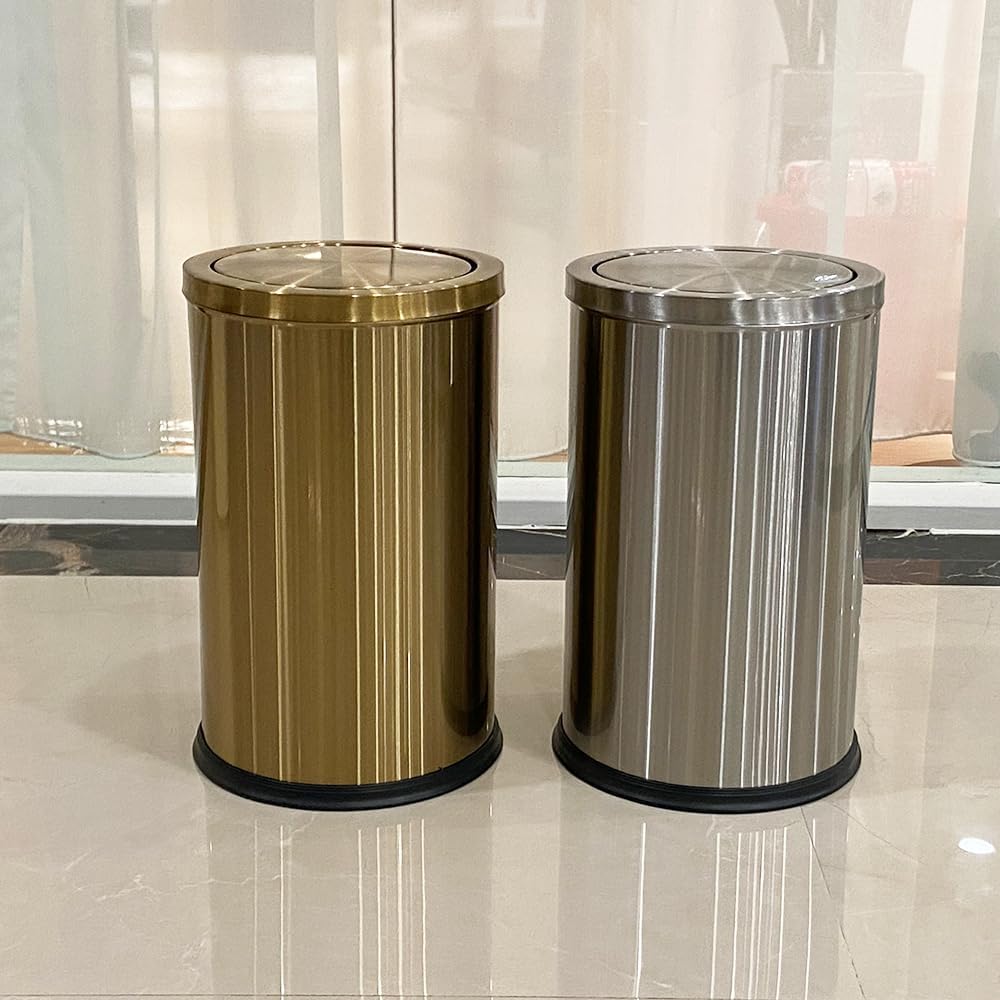 LEASYLIFE 18L/4.7GAL Stainless Steel Trash can,Kitchen Trash can with lid,Gold Kitchen Trash Can with Flipping Lid,Garbage cans for Kitchen,Living Room (4.7gal-Gold)