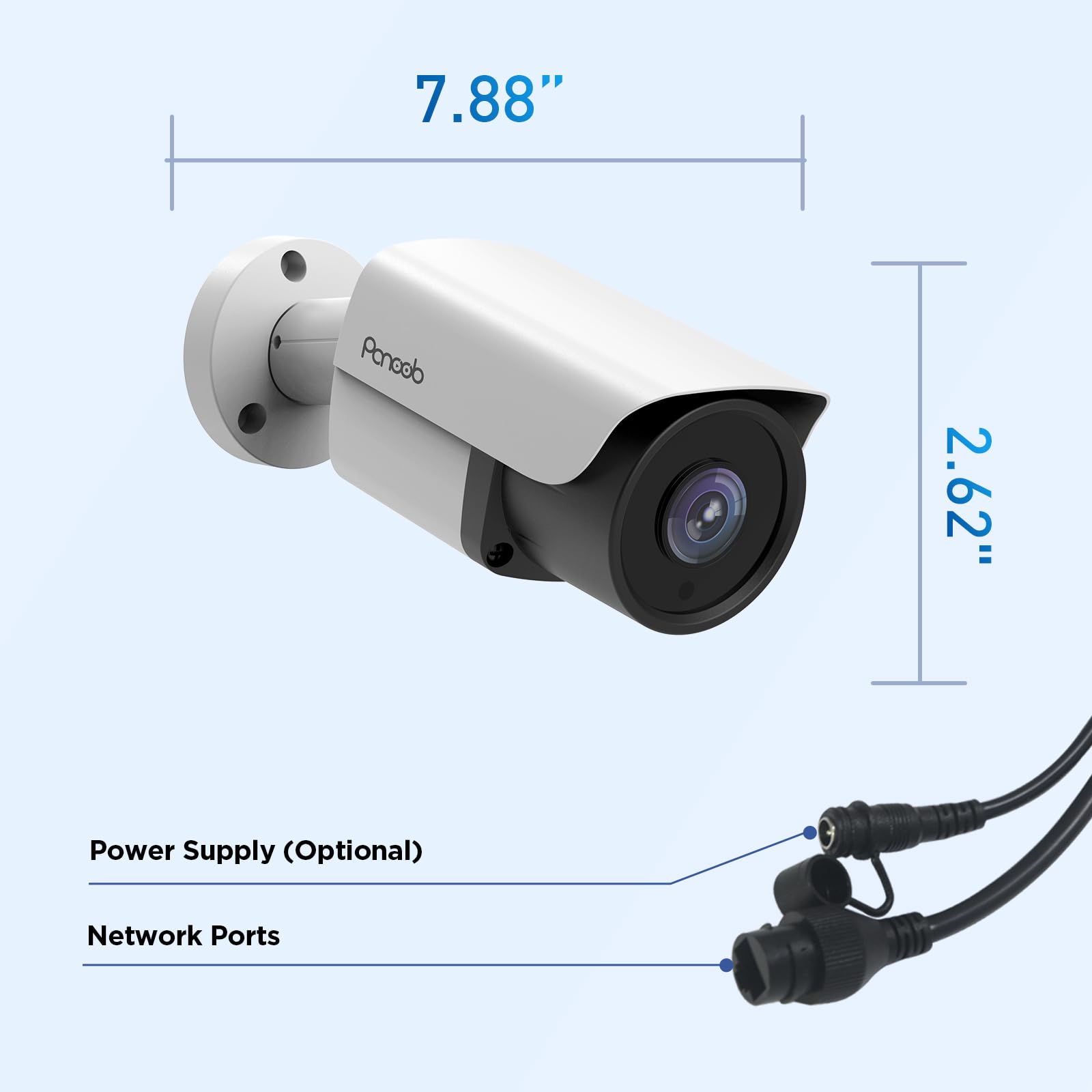 PANOOB Security Camera Outdoor/Indoor, Home UltraHD 4MP Wired Bullet Surveillance IP PoE Camera, 2.8mm Lens 110°Wide Angle, Built-in Microphone, IP67 Weatherproof, 100Ft IR Night Vision, PB37A-4M