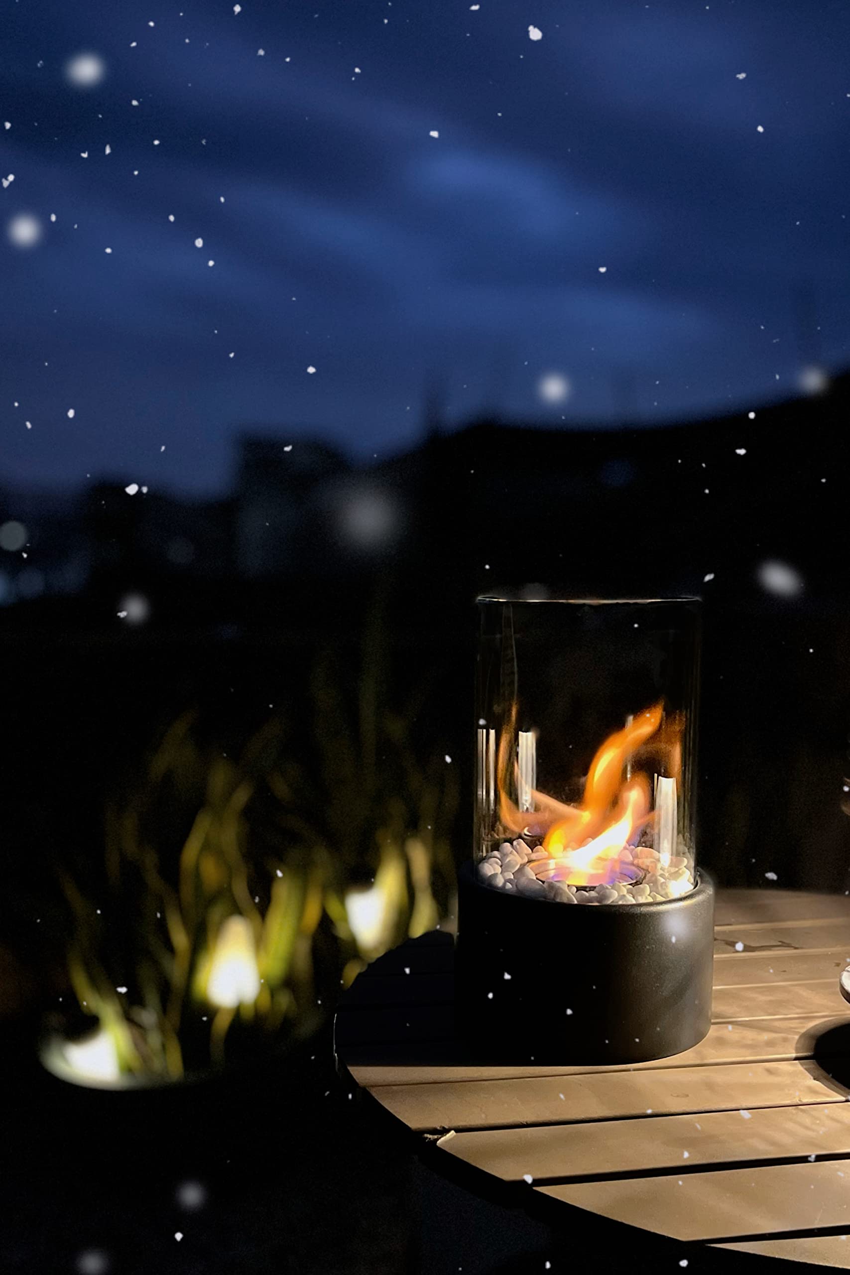 JAY'S HOME Table top Fireplace Portable Fire Pit Smokeless Indoor/Outdoor Fire Bowl Cozy Home Decoration Ethanol/Alcohol Fireplace, White