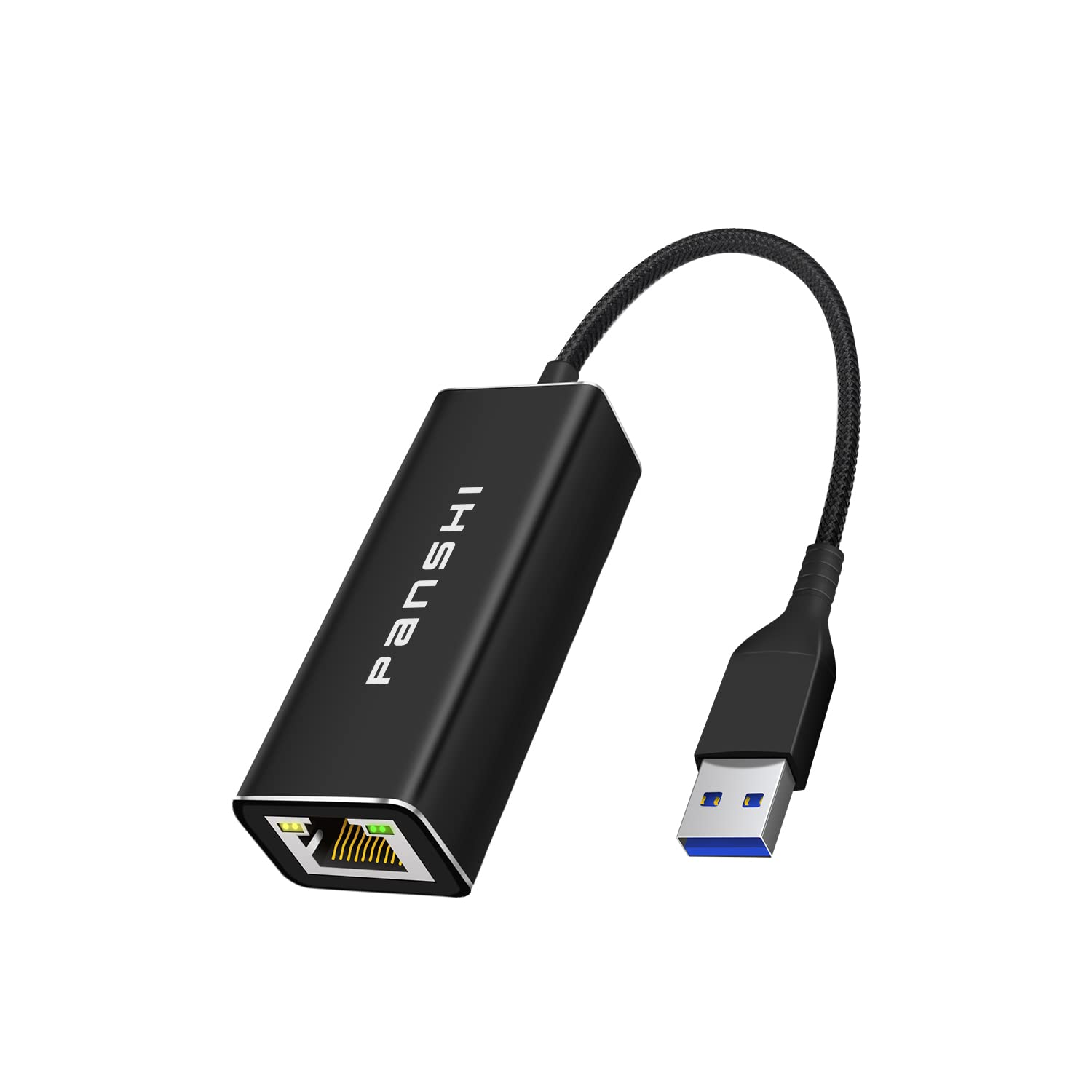 PANSHI USB3.0 to Ethernet Adapter USB to 10/100/1000 Mbps Gigabit Ethernet Adapter,USB A to RJ45 Wired LAN Network Adapter for Laptop PC Compatible for MacBook,Surface Windows, MacOS and More.