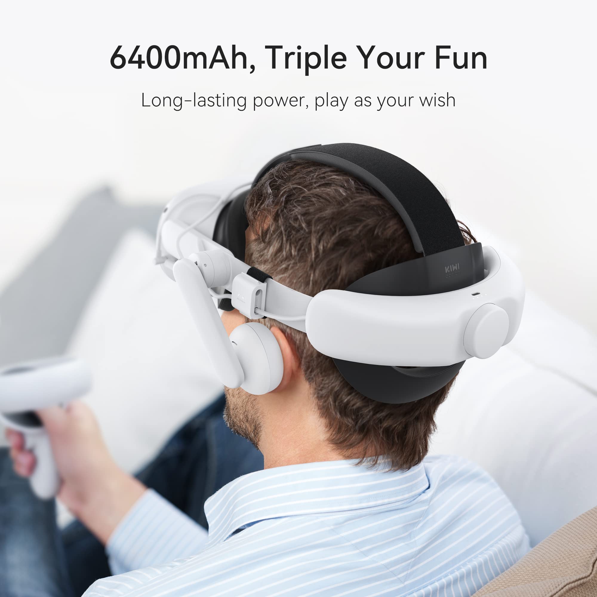KIWI design VR Accessories Bundle and AIO Comfort Battery Audio Head Strap Compaitble with Quest 2