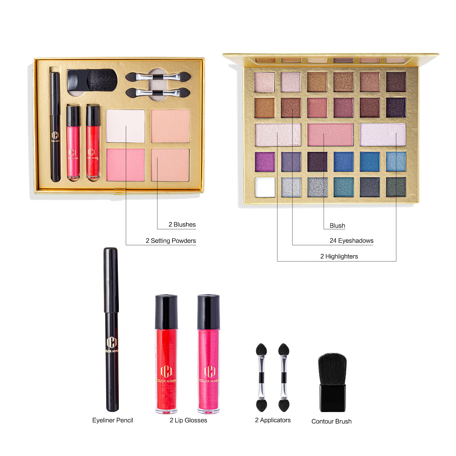 Makeup Kit for Women Full Gift Set Teen All in One Make up Complete Beginner Includes 24 Colors Matte Glitter Eyeshadow-That Mysterious Girl, Blue,Gray,Green,Silver