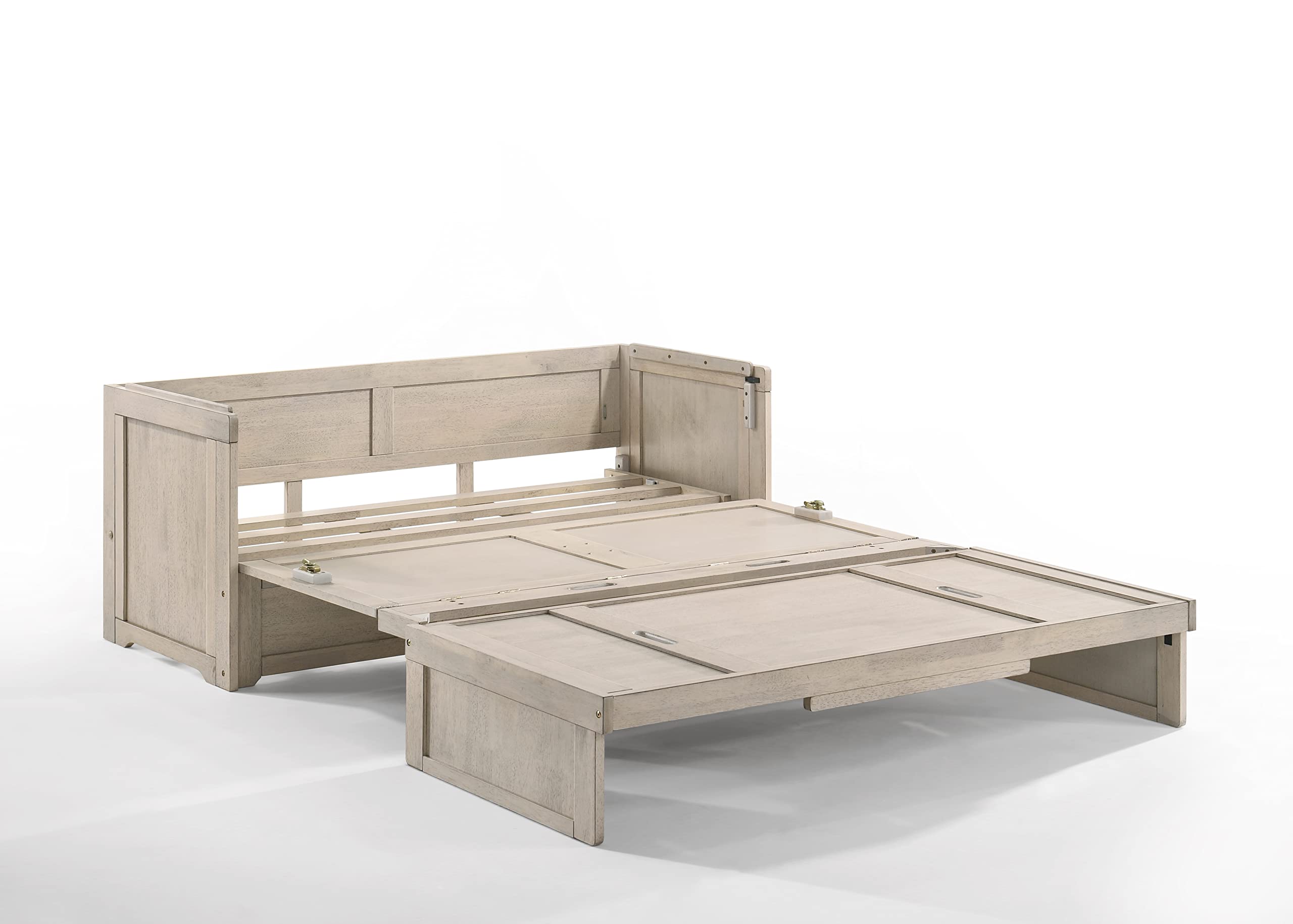 Night & Day Furniture Murphy Cube Cabinet Bed (Vintage White w/Ranchero Hardware, Queen Pre-Assembled)