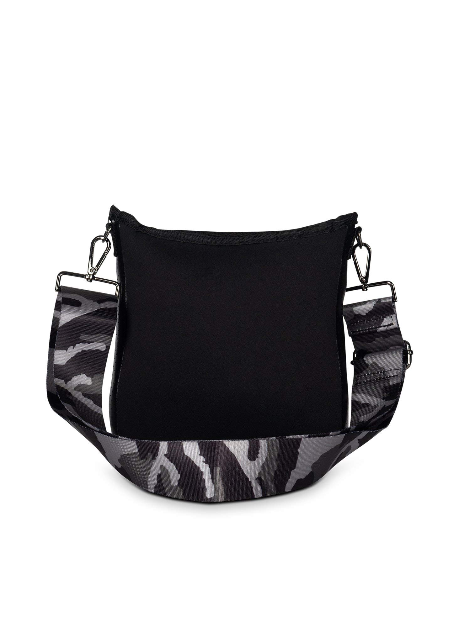 Jeri Noir Crossbody Tote by Haute Shore, Black W/Black & Grey