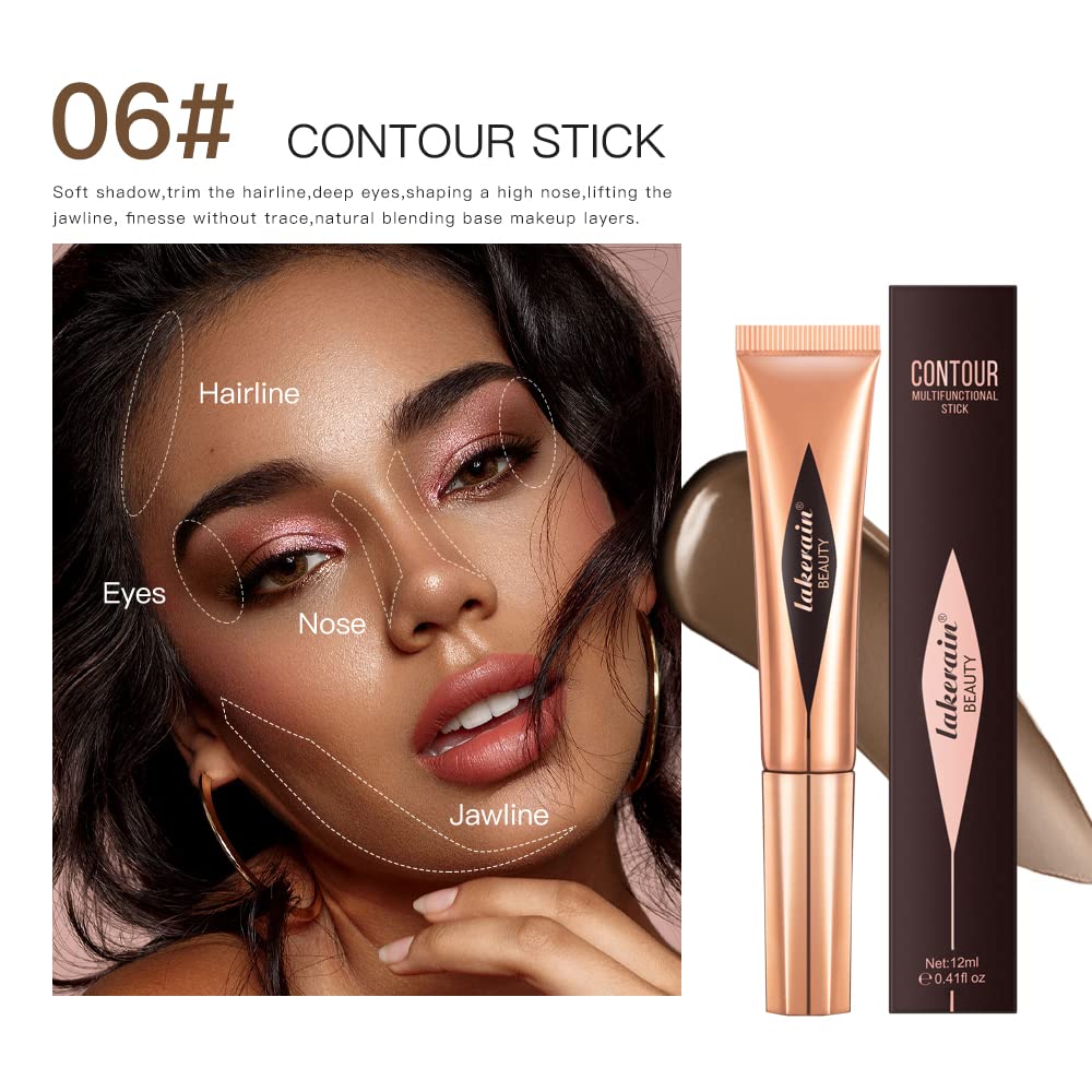 Liquid Contour Beauty Wand, Highlighter and Bronzer Stick with Cushion Applicator Attached Easy to Blend, Long Lasting Matte Finish Contour Face Illuminator Makeup Stick (4# Highlight Pearl White)