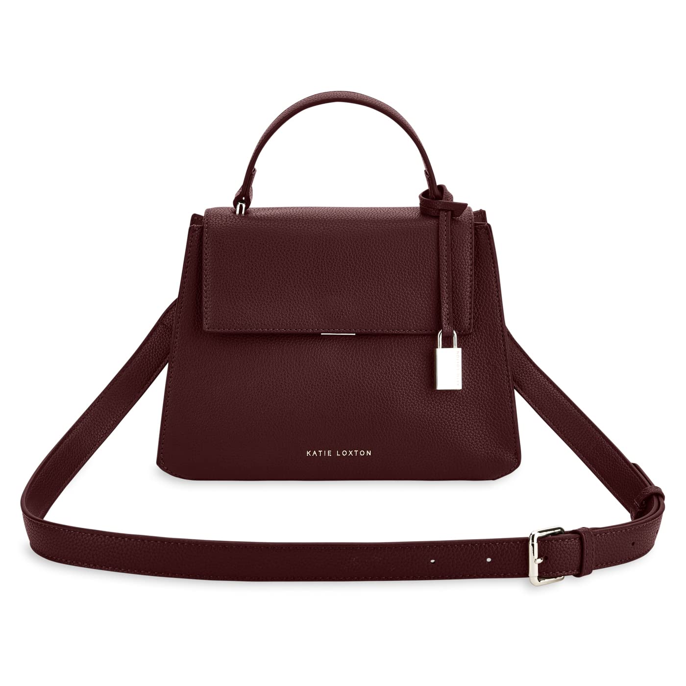 KATIE LOXTON Alina Womens Medium Vegan Leather Convertible Top Handle Crossbody Handbag Purse Plum