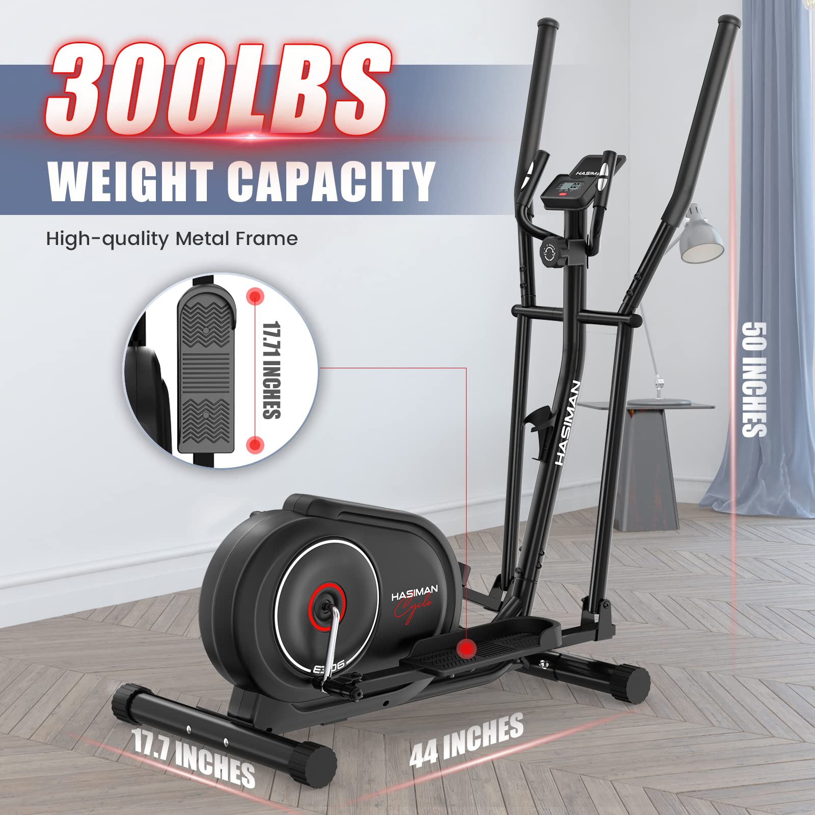 HASIMAN Elliptical Machine for Home Use Elliptical Exercise Machine with Silent Magnetic Elliptical Training Machines with 8 Levels Adjustable Resistance LCD Monitor and Pulse Sensor