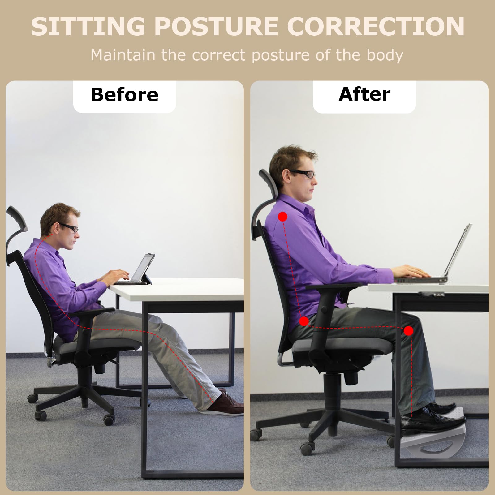 HSchumann Rocking footrest,for Under-Desk footrests in The Office,with Foot Massage, Ergonomic Table Foot Pedal,Comfortable footpegs are a Necessity at Home and at Work (Black)