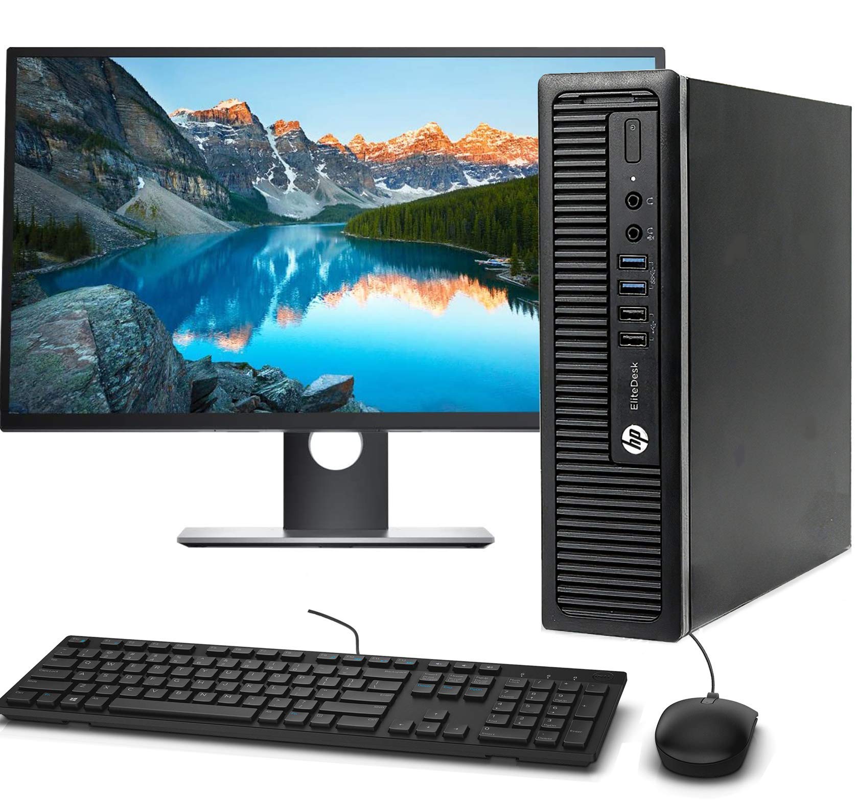 HP 800 G1 Ultra Small Desktop PC, Intel Core i5 3.2GHz Processor, 16GB Ram, 480GB SSD, HP 23.8 h Monitor, & , 16GB Flash Drive, Microsoft Office 365, Win 10 Pro (Renewed) Black Medium