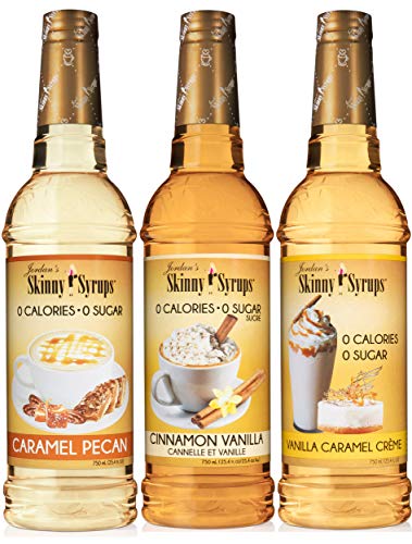 Jordan's Skinny Syrups New Favorites Collection - Caramel Pecan, Cinnamon Vanilla, Vanilla Caramel Creme